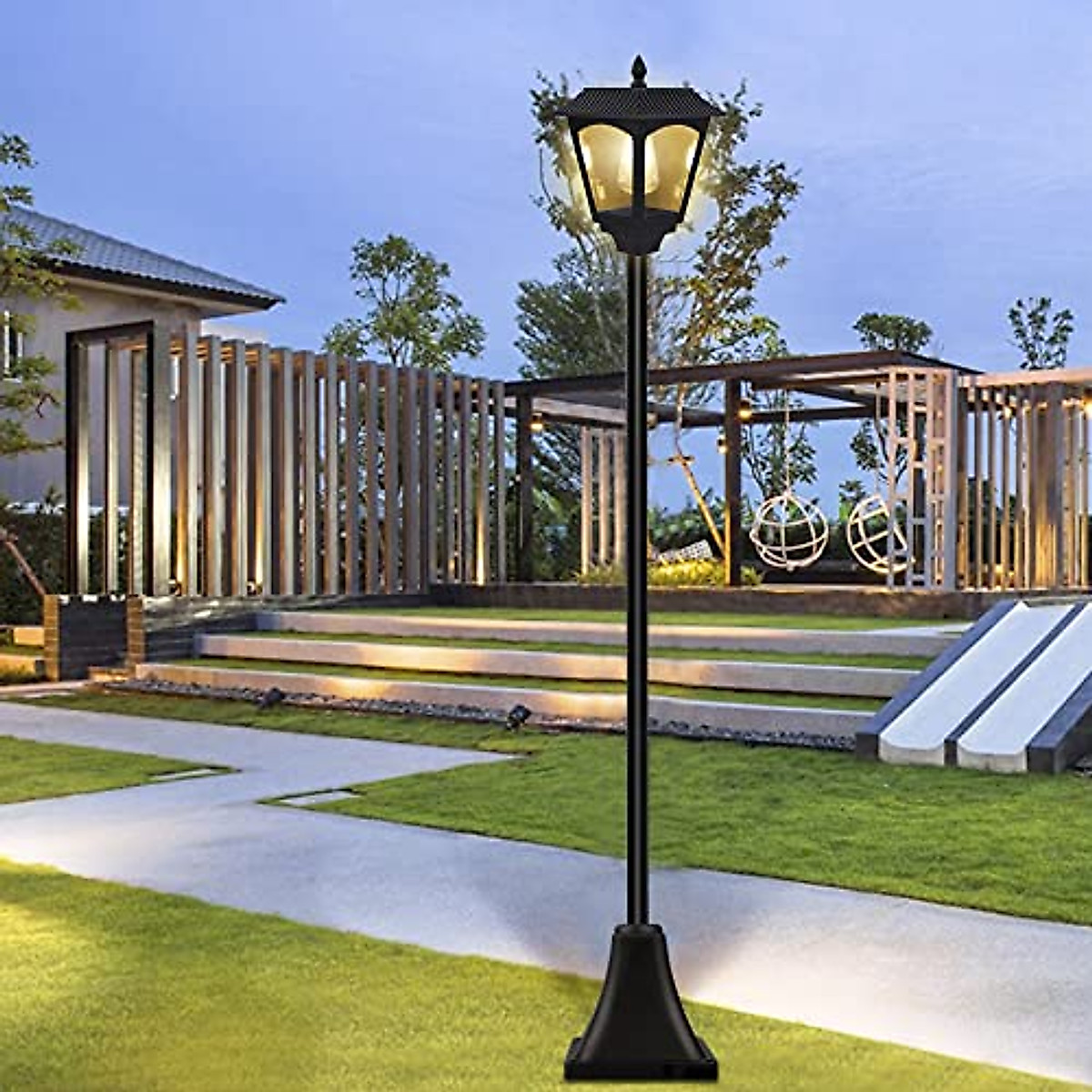 Dynaming 100 Lumen Solar Post Lights, 67 Inch Outdoor Solar Powered Vintage Street Lights, LED Edison Bulb Solar Post Lamp Waterproof for Garden Patio Lawn Pathway Driveway Backyard, Warm White