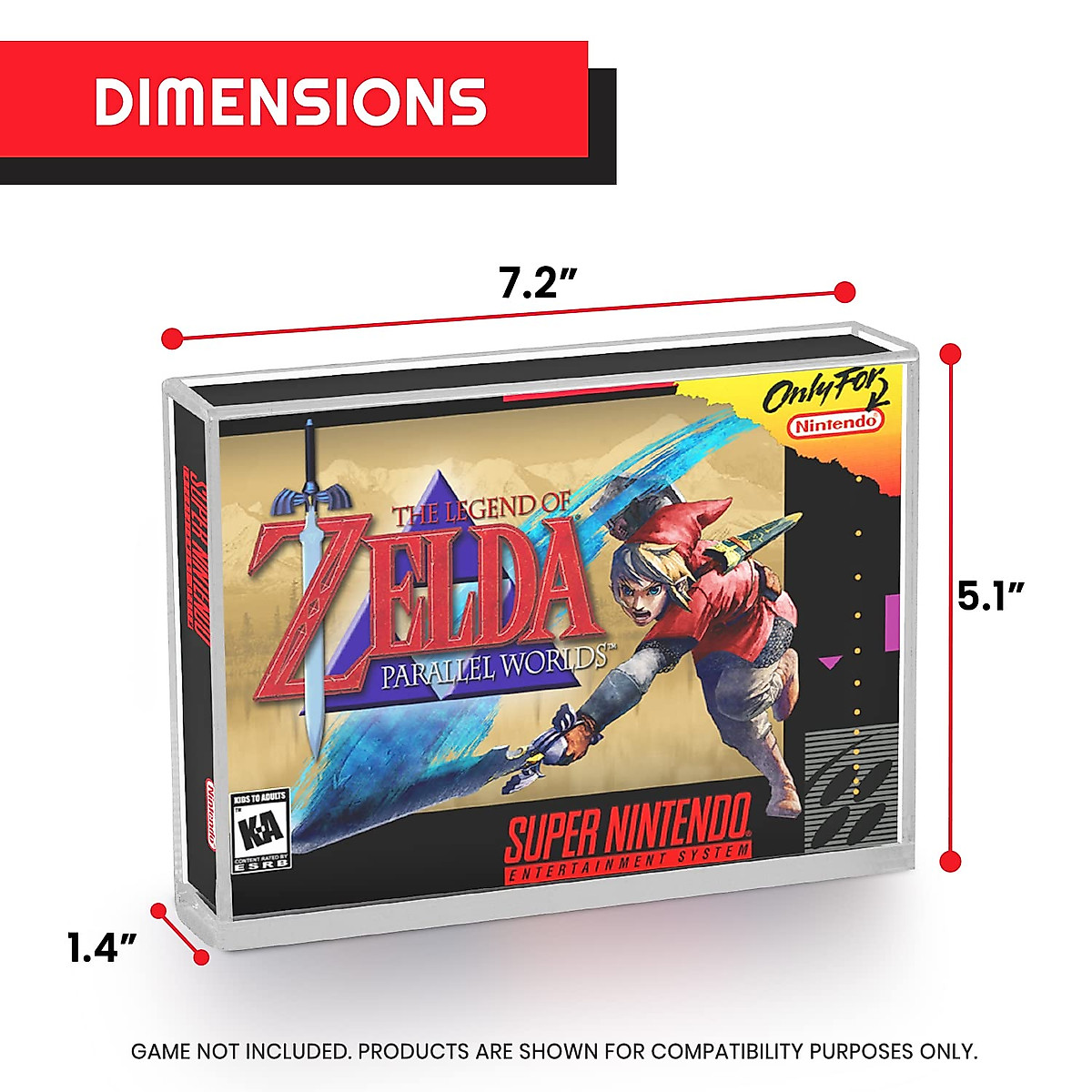 EVORETRO Clear Acrylic Protector Case Compatible with SNES & N64 Games Storage Box, 4MM Thick, Scratch, Dust, UV Resistant (Pack of 2)