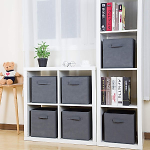 MAX Houser Storage Bins Cubes Baskets Containers with Dual Handles for Home Closet Bedroom Drawers Organizers,Foldable,10.5x10.5x11 Inches,Set of 6