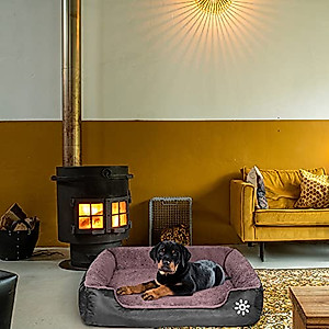 PUPPBUDD Orthopedic Dog Beds for Medium Dogs, Washable Bolster Dog Bed, Egg Creat Foam Pet Sofa with Removable Washable Cover, Waterproof Lining and Nonskid Bottom Couch for Comfortable Sleep