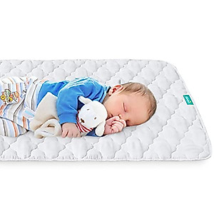 Crib Mattress Protector Pad Cover Quilted Waterproof Incontinence Bed Pads Wetting Protection Pad 52" x 28" Reusable & Non-Slip Potty Training Pads for Toddlers (Quilted Improved Thickness)