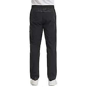 Boladeci Athletic Pants for Men Lightweight Quick Dry Breathable Elastic Waist Zip Pockets Outdoor Jogger Travel Fishing Hiking Pants Black 40