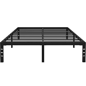 Tooyyer Queen Size Bed Frame 18inch High Heavy Duty Metal Platform 2500 lbs Steel Slat Mattress Support Bed Frames No Box Spring Needed Non-Slip Noise Free Queen Frame