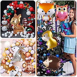 Animal Balloons, 8 Giant Balloons(20-30IN) Rabbit, Bear, Hedgehog, Fox, Raccoon, Owl, Squirrel Jungle Party Decorations Balloons Kit