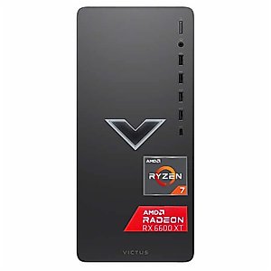 HP 2022 Newest Victus Gaming Desktop, AMD Ryzen 7 5700G Processor(8-core), 32GB DDR4 RAM, 1TB SSD, 2TB HDD, AMD Radeon RX 6600XT Graphics, 500W Power Supply, Windows 11 Home, Bundle with JAWFOAL