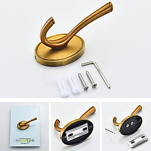 DMYMAT Antique Brass Towel Hooks, Vintage Gold Bathroom Robe Hooks Wall Mounted, 4 Pack Heavy Duty Wall Coat Hooks for Farmhouse Bedroom Kitchen