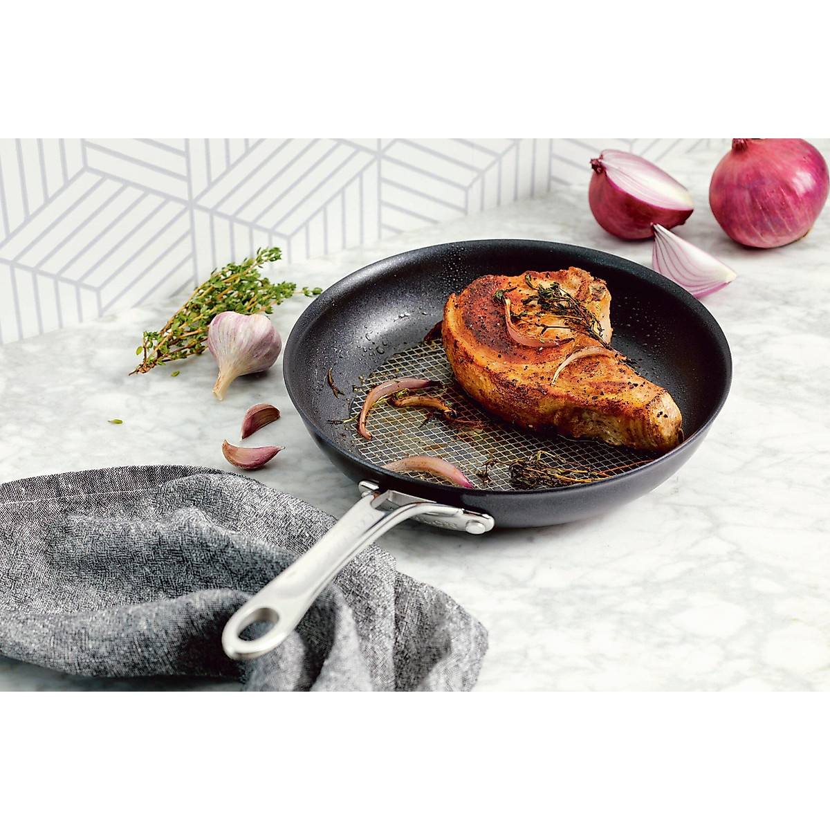 Anolon X SearTech Aluminum Nonstick Frying Pan 10-Inch, Super Dark Gray