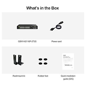 QNAP 20-Port 10GbE PoE++ and 2.5GbE PoE+ Managed Network Switch (QSW-M2116P-2T2S-US). Layer 2, Web Management