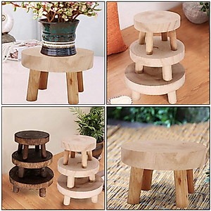 Totority 1pc Shelf Flower Stand Plant Pedestal Plant Riser Nightstand Decor Planter Wood Plant Stand Wood Plant Stool Corner Plant Stand Mini Plant Stand Candlestick Tree Shape Bench Wooden