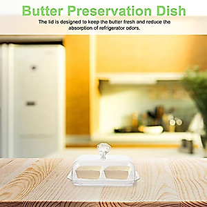 YARNOW Dishes Funny Butter Dish Acrylic Butter Dish with Lid Clear Plastic Butter Keeper Container Cheese Cream Crisper Box Butter Cutter Sealed Storage Box 14. 5x8cm Butter Box Cheesecake