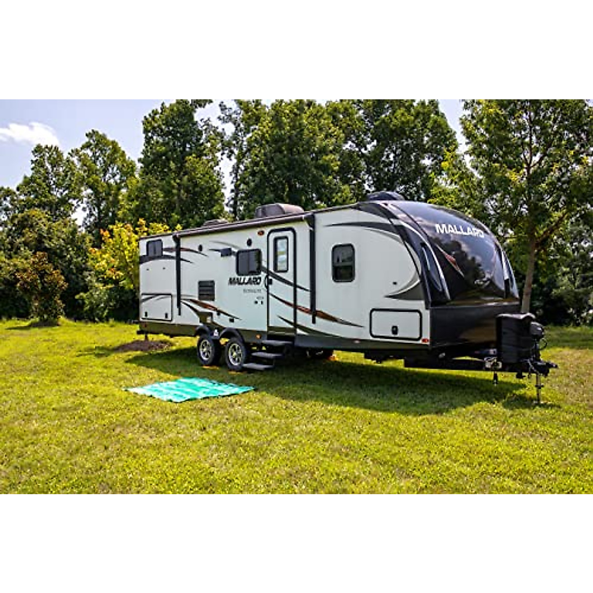 Camco 5'x 6-1/2' Handy Mat with Strap | Ideal for picnics, Beaches, RVing and outings | Weather-Proof | Football Field Print (42819)