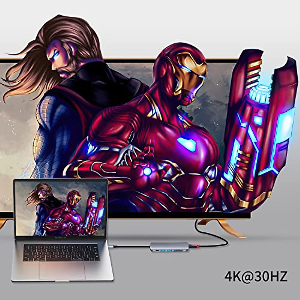 USB C Hub USB C to HDMI MultiPort Adapter for MacBook Pro, 7 in 1 Dongle with 4K HDMI/100W PD/USB3.0&2.0/SD/TF Card Reader Compatible for MacBook Air,iPad Pro,Surface,Chromebook,XPS,Acer,S23