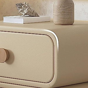 Bedside Cabinet with 2 Drawers,Mid-Century Modern 2 Drawer Solid Wood Nightstand,Wood Side Table End Table for Bedroom (Khaki)