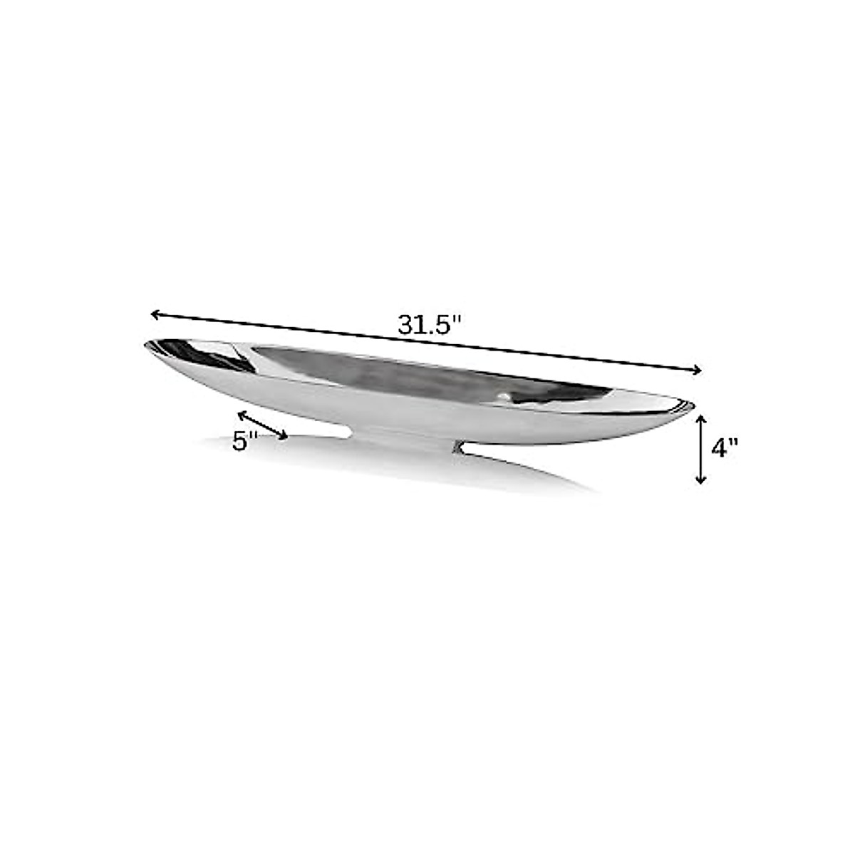 Modern Day Accents Barco Long Boat Tray, Silver (8453)