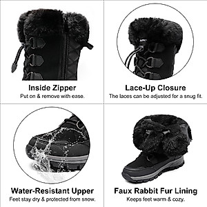 DREAM PAIRS Women's Waterproof Winter Snow Boots, Warm Comfortable Faux Fur Insulated Non-Slip Outdoor Lace-Up Florin Mid Calf Booties,Size 10,Black,SDSB2206W