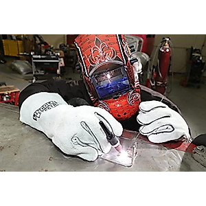 Lincoln Electric Leather Welding Gloves KH641, Premium Hand Protection from Welder and Cutting Torch Heat, Commercial Quality, Cotton Lined, Gauntlet Cuff, Unisex, Grey, One Size