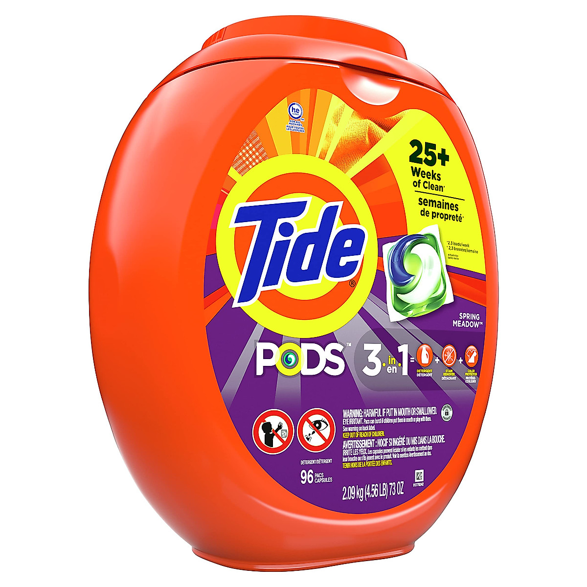 Tide PODS Laundry Detergent Soap PODS, High Efficiency (HE), Spring Meadow Scent, 96 Count