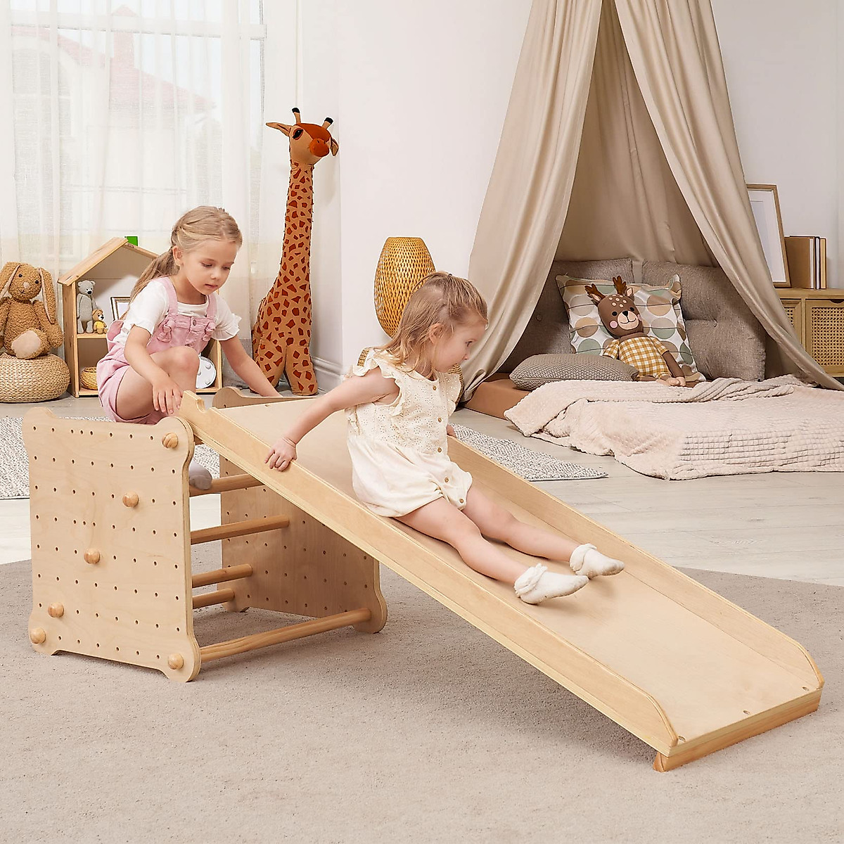 Dripex Toddler Climber, 5 in 1 Cube Climber with Reversible Slide Montessori Kids Jungle Gym and Toddler Climbing Toys Indoor Outdoor for Age 1-3