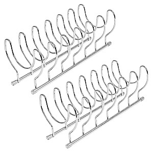 LeleCAT Kitchen Lid Organizer, Pots & Pans Lid Rack Holder Organizer, cast iron pans, Plates, Cutting Boards Bakeware, Cooling Racks, Serving Trays, Chrome,2 Pack