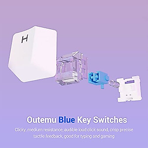 Redragon K611 Dual Color Keys Mechanical Gaming Keyboard Single White LED + RGB Side Edge Backlit 87 Key Tenkeyless Wired Computer Keyboard with Blue Switches for Windows PC (Pink + White)