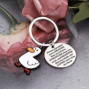 WSNANG Cute Duck Jewelry You are Braver Stronger Smarter Than You Think Keychain Duck Inspirational Gifts for Duck Lover (Duck Always KC)