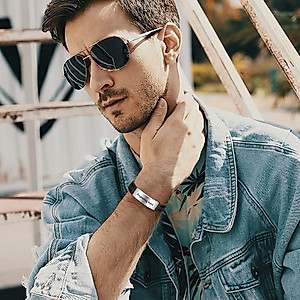 OPALSTOCK Personalized Bracelet Silicone Medical Bracelets Adjustable Sport Emergency ID Bracelets Engraving 9 Inches Waterproof ID Alert Bracelets for Men Women (black3)