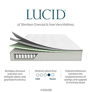 LUCID L300 Adjustable Bed Base with LUCID 12 Inch Memory Foam Hybrid Mattress - Queen