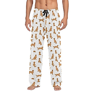 Ollabaky Men's Pajama Pants Golden Retriever Dogs Sleepwear Lounge Pajama Bottoms with Pockets, XL