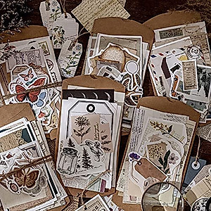 Yodely Vintage Scrapbooking Supplies, Junk Journal Supplies Kit DIY Journaling Aesthetic Stickers Vintage Antique Retro Natural Collection for DIY Scrapbook Planners Diary Journals Embellishment
