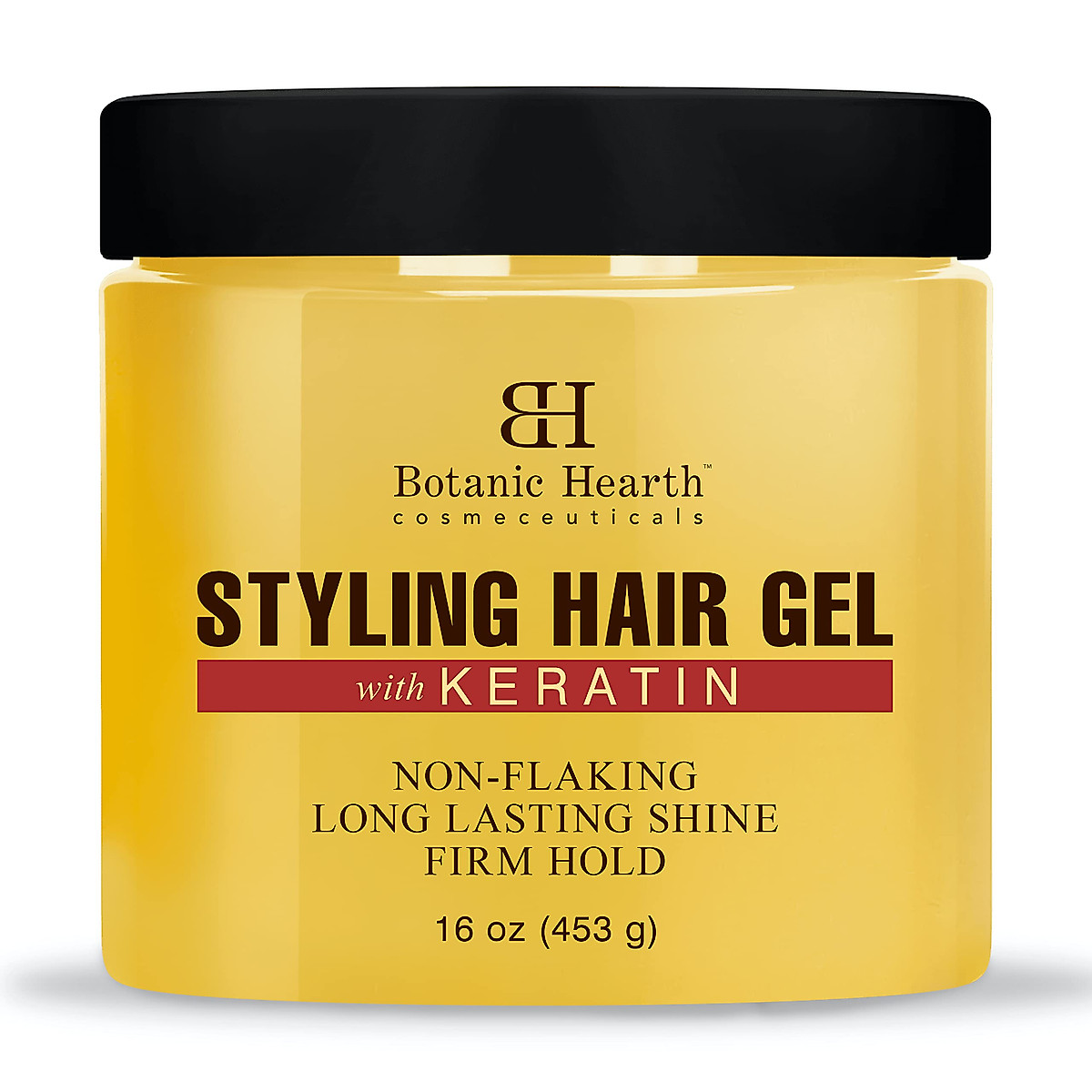 Botanic Hearth Hair Gel - with Keratin Protein - Styling Gel for Curly, Frizzy, Straight, Wavy & Fine Hair - Flake Free, Strong Hold and Shine - For All Hair Types - Men & Women - 16 oz