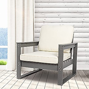 Laurel Canyon Outdoor Club Chair HDPE Recycled Plastic Patio Chairs with Cushion, Slate Grey