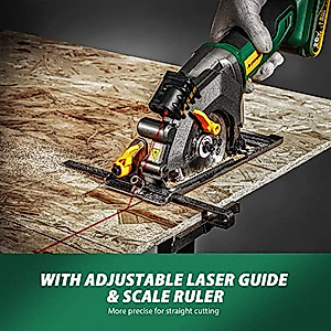 ALEAPOW K4 Cordless Circular Saw, 20V 4-1/2" Lightweight Mini Saw with 2.0Ah Battery, 1h Fast Charger, 2 Blades, Max Cutting Depth: 1-11/16”(90°), 1-1/8”(45°), Ideal for Wood, Plastic and Soft Metal…