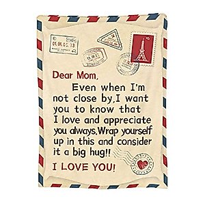 MOWIPOWI to My Mom Blanket from Daughter and Son Mom Blanket,Gifts for Mom,Throw Blanket to My Mom from Daughter Son,Kiss Hug Letter to Mom Airmail Fleece Blanket, Best Mom Ever Gifts,