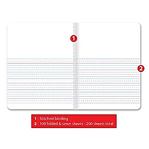 Primary Journal, Hardcover, Primary Composition Book Notebook - Grades K-2, 100 Sheet, One Subject, 9.75" x 7.5", Blue Cover-6 Pack