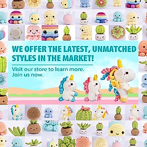 Crochetta Crochet Kit for Beginners, Amigurumi Crocheting Animals Kits w Step-by-Step Video Tutorials, Knitting Starter Pack for Adults and Kids, Jumbo 3 Unicorn Familly (40%+ Yarn Content)