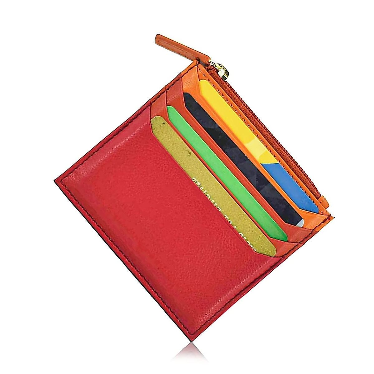 skyle Women secure Card Holder Wallet| Zipper Coin Pocket |Minimalist Mini Purse| RFID protection| 8 Credit Card Slots| Genuine Leather