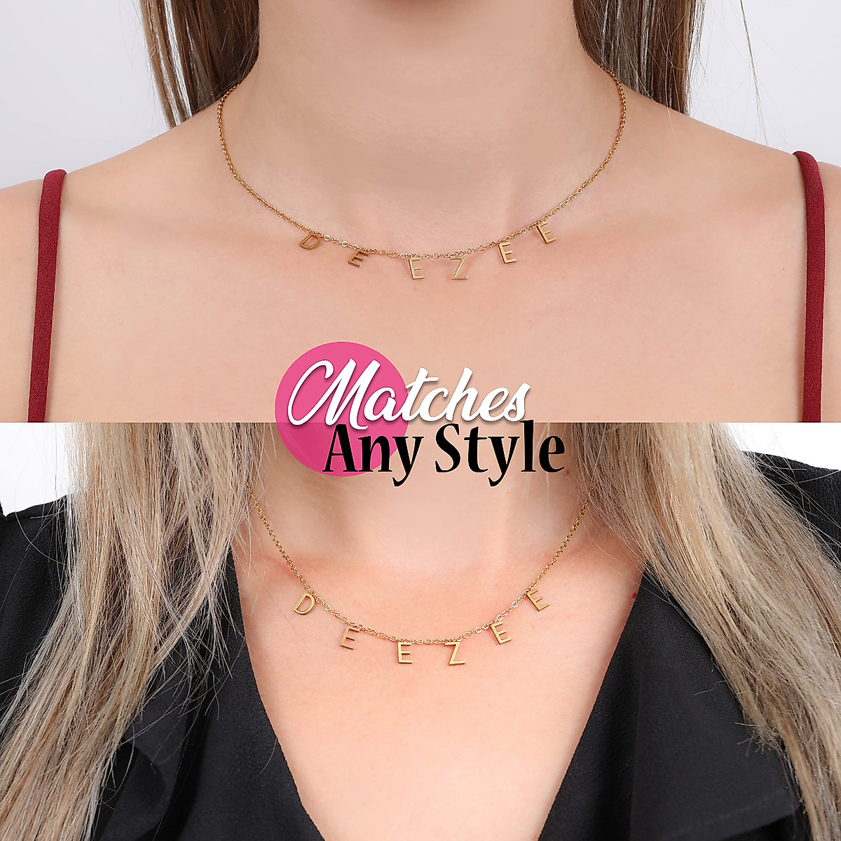 Sorority Shop Delta Zeta Necklace — DZ Name Necklace, 18K Gold Plated Sorority Gifts Necklace, Long-Lasting Delta Zeta Gifts for Women