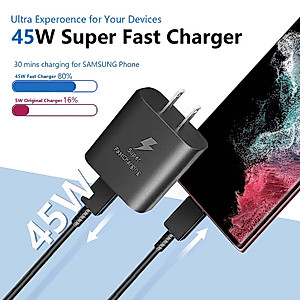 45W Samsung Fast Wall Charger Type C, USB C Phone Charger Charging Cable for Samsung Galaxy S23 Ultra/S23/S23+/S22 Ultra/S22/S21/S20, Galaxy Tab S8/S8 Ultra/Galaxy Z Fold 4/Z Flip 4/Z Fold 3