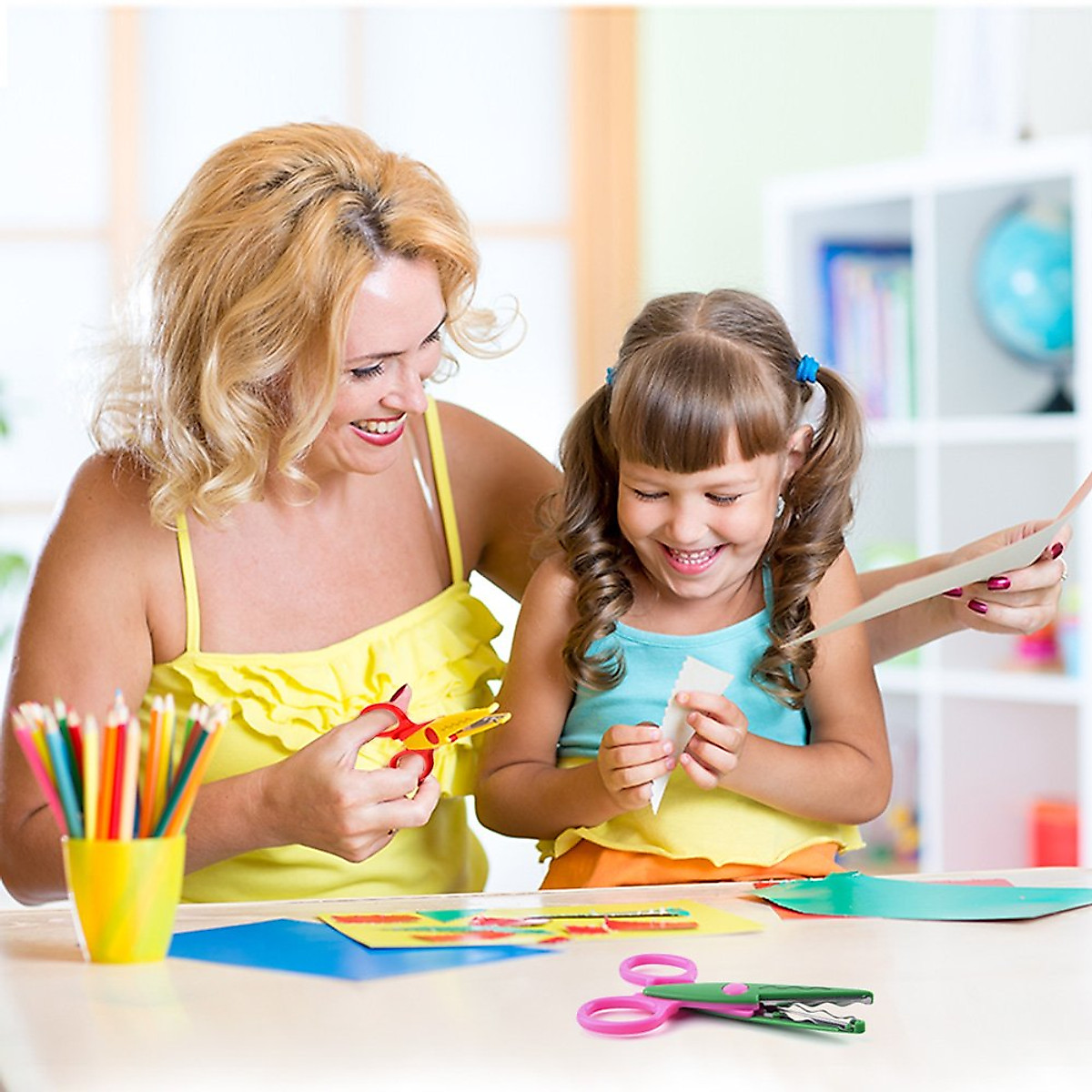 KUUQA 6 Pcs Kids Safety Scissors Art Craft Scissors Set for Kids and Students Paper Construction Supplies