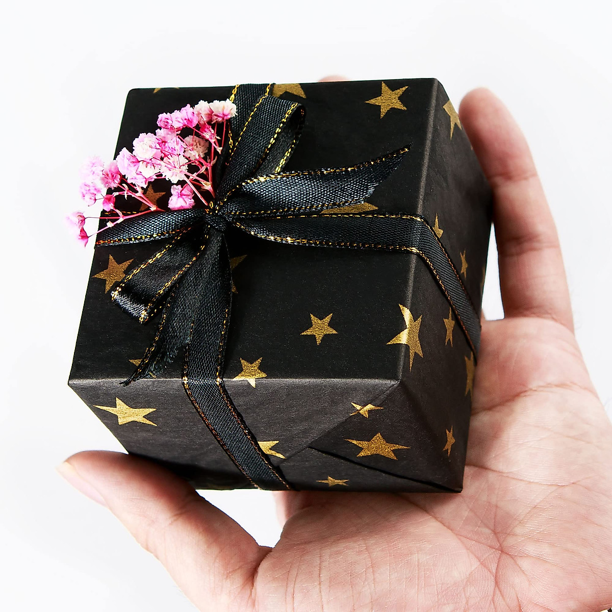 MR FIVE 100 Sheets Black with Gold Star Tissue Paper Bulk,20" x 14",Black Gold Star Tissue Paper for Gift Bags,Star Tissue Paper for Gift Wrapping,Birthday,Weddings,Holiday