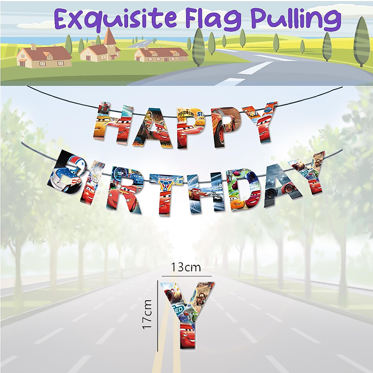 Lnkdeya Hot Cars Birthday Party Decoration - Race Cars Checked Birthday Balloon Garland Kit Cars Racing Backdrop Tablecloth