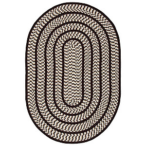 SAFAVIEH Braided Collection 4' x 6' Oval Ivory / Black BRD401C Handmade Country Cottage Reversible Area Rug