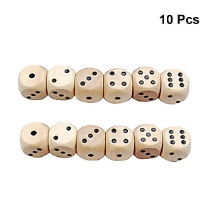 Tomaibaby 10pcs Wooden Playing Dice Set Dice Six Sides Durable 16mm Wooden Dice Indoor Outdoor Board Games for Adults and Family