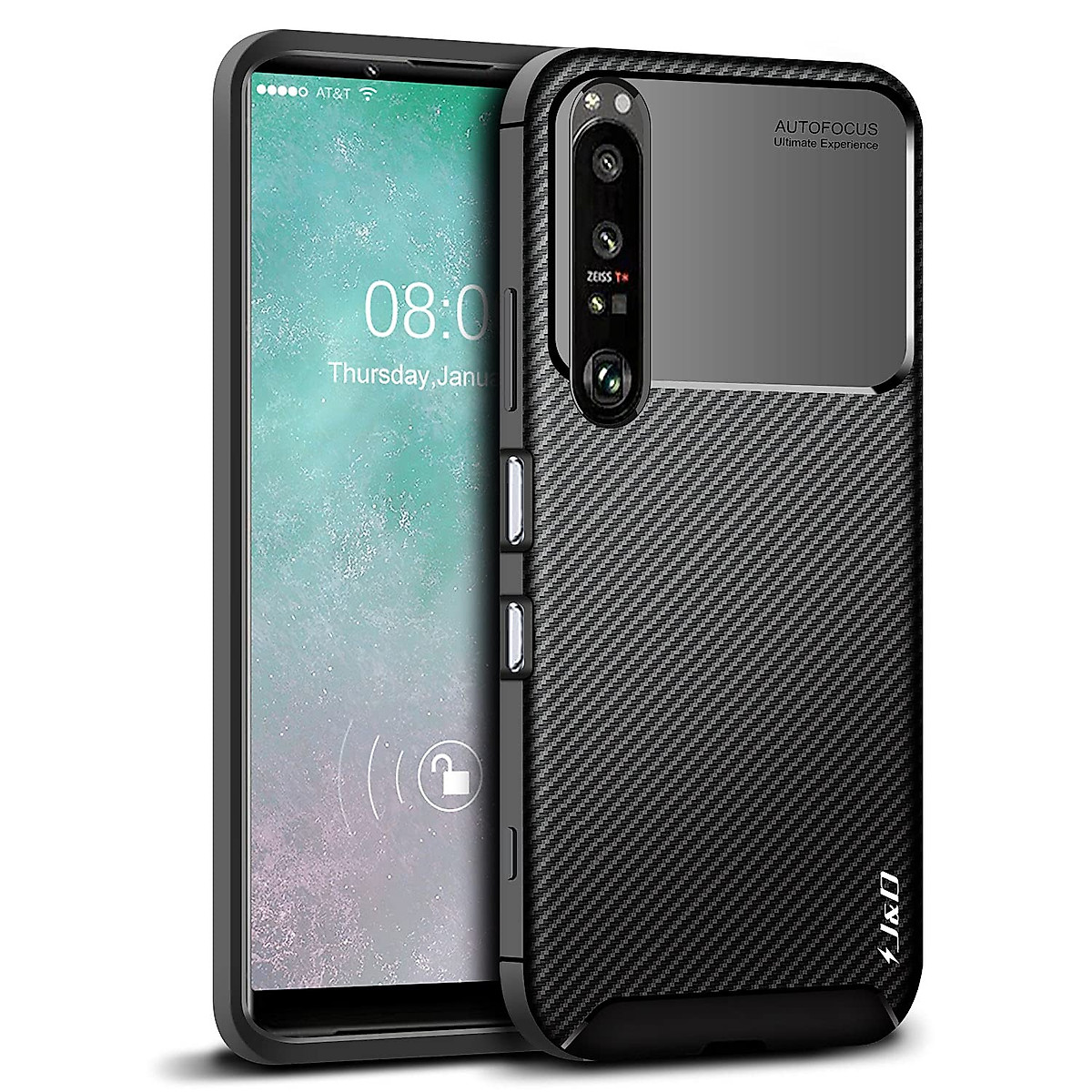 J&D Case Compatible for Sony Xperia 1 III Case, Carbon Fiber Pattern Drop Protection Anti Shock Protective TPU Slim Case for Xperia 1 III Bumper Case, Black