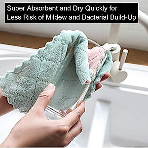 Uprola Direct 4PCS Dish Cloths, Premium Super Absorbent Coral Fleece Thickening Kitchen Tea Towels, Machine Washable Fast Drying