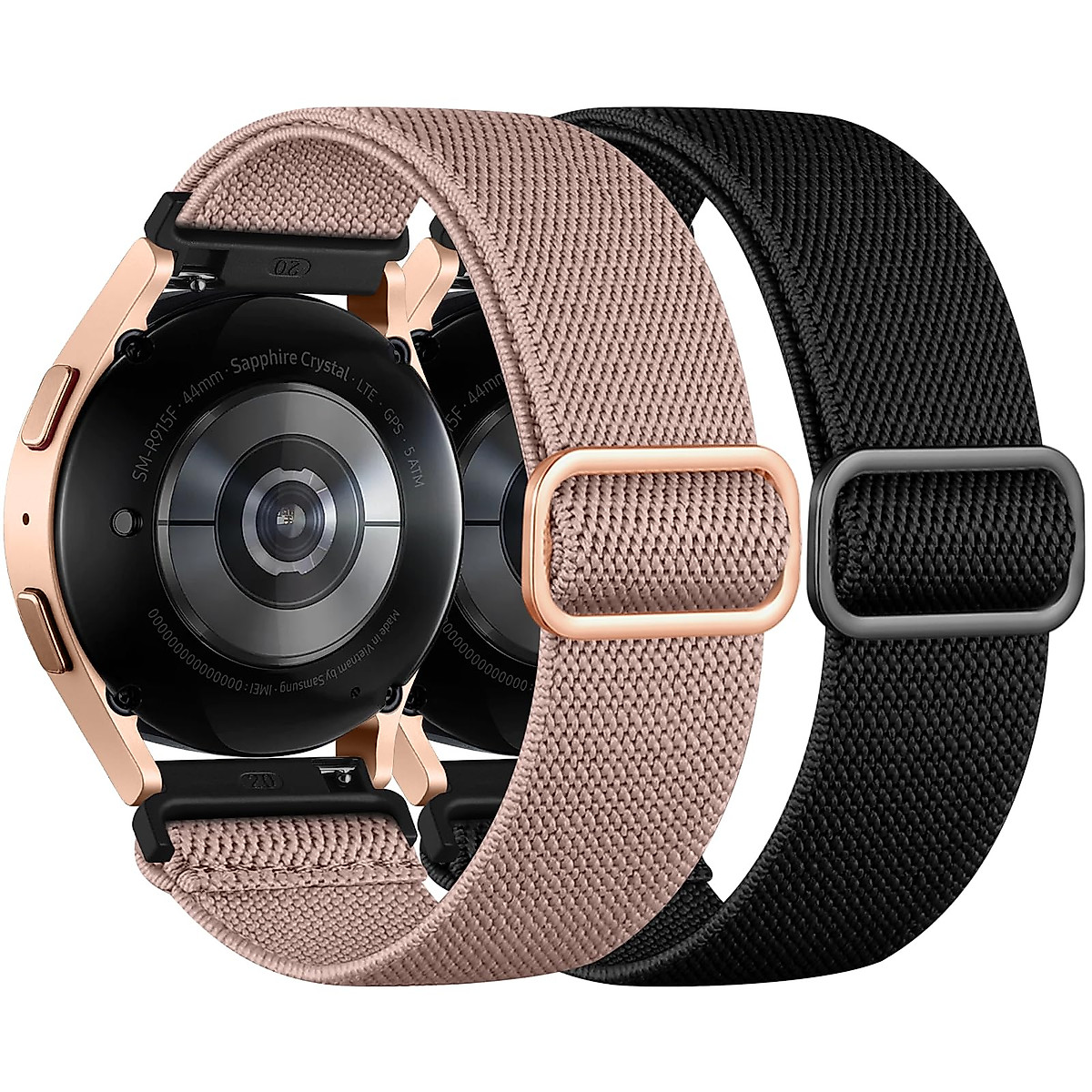 GEAK 2Pcs Elastic Bands Compatible with Samsung Galaxy Watch 7 40mm 44mm/Watch 6 5 4 40mm 44mm/Watch 4 Classic 42mm 46mm/Watch 5 Pro 45mm, Stretchy Nylon Solo Loop Strap for Women Men