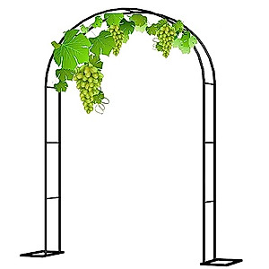 7.2/7.5ft Garden Arch Arbour Plant Support Archway Rose Arches Frame Strong Stable Wedding Arch Free Standing 3.9-9.8ft Wide Metal Trellis Arbor,Strong Weather Resistant Assemble Freely (Color : Blac