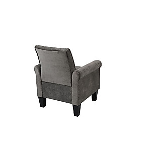 Lepfun Accent Living Room Chairs Modern Linen Fabric Comfy Reading Armchair for Bedroom Small Spaces Apartment Office, Charcoal Grey