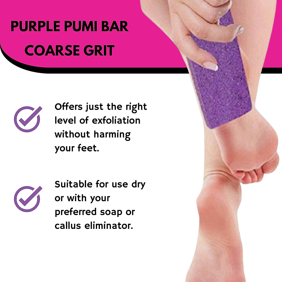 Mr. Pumice Purple PUMI Bar, Extra-Coarse Callus Remover, Pedicure Stone & Ped File Scrubber for Smooth Feet and Heels, 6 Pack