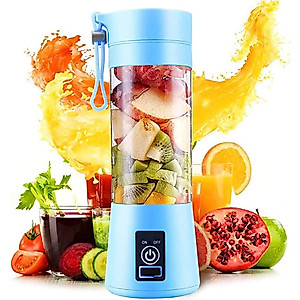 Generic Portable Blender, USB Rechargeable, 6 Blades, Blue